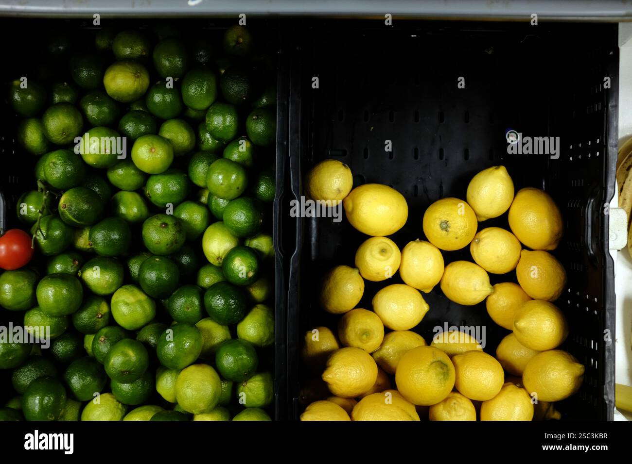 lemons and lime fruits in a boxes at a store Stock Photo - Alamy