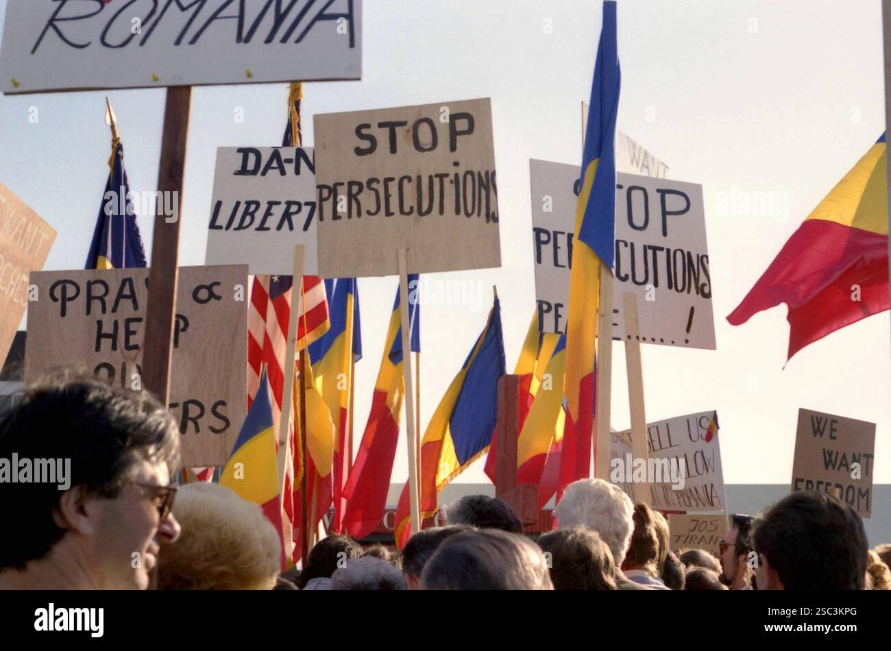 Los Angeles, CA, USA, December 1989. Group of people supporting the ...
