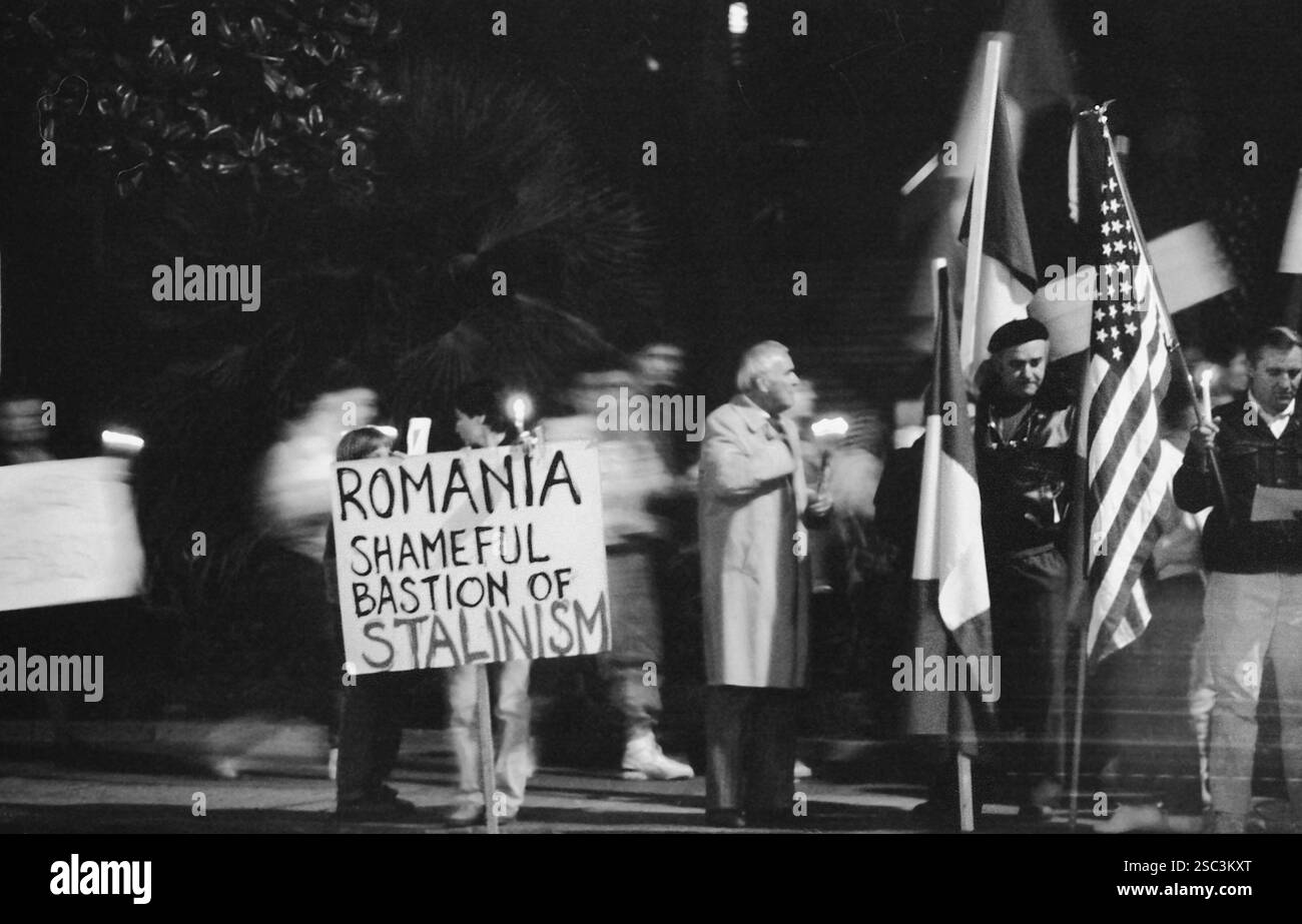 Los Angeles, CA, USA, December 1989. Group of people supporting the ...