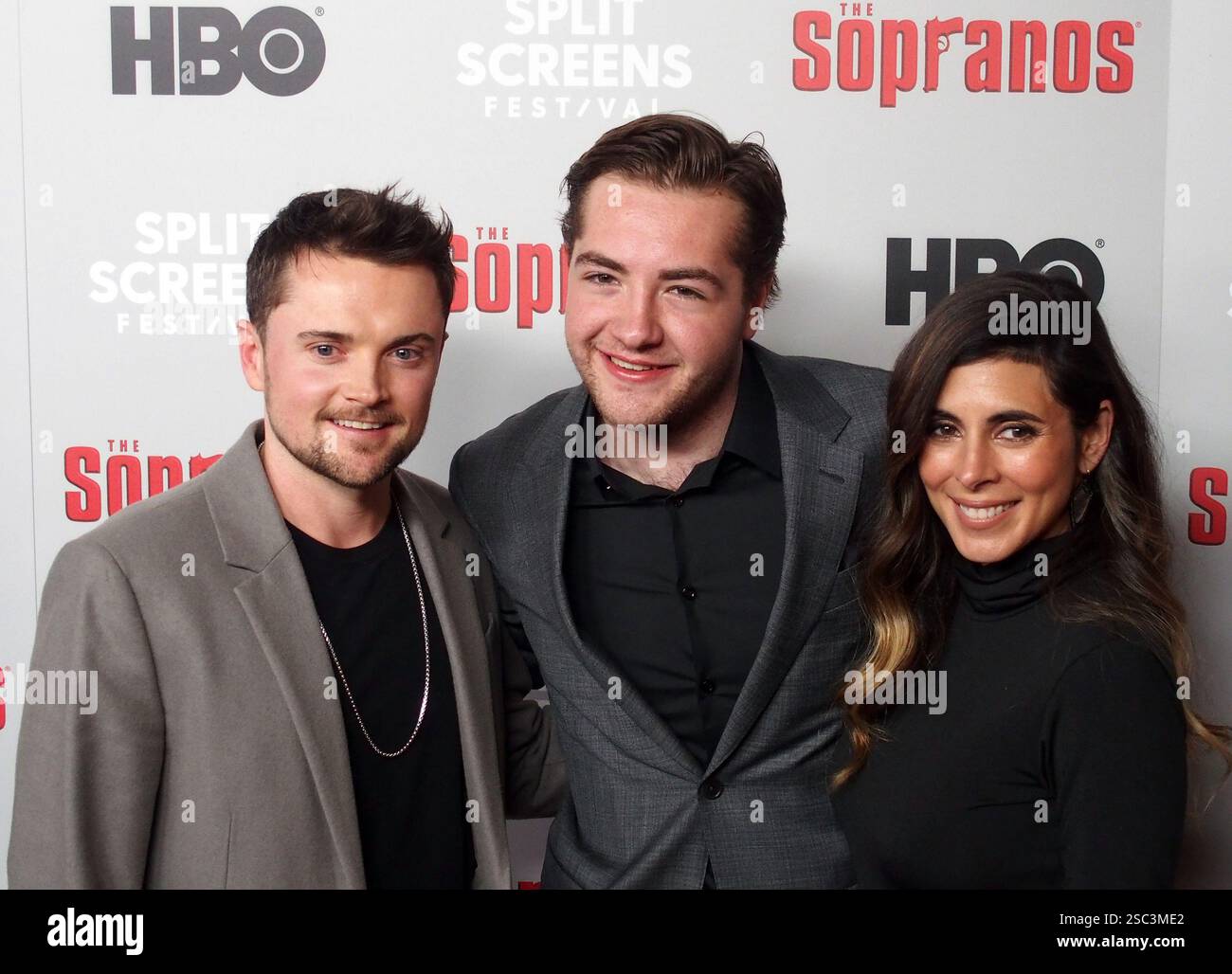 (L-R) Robert Iler, Michael Gandolfini and Jamie-Lynn Sigler arriving at the 'The Sopranos' 20th ...