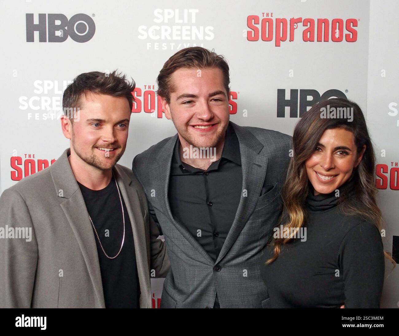 (L-R) Robert Iler, Michael Gandolfini and Jamie-Lynn Sigler arriving at the 'The Sopranos' 20th ...