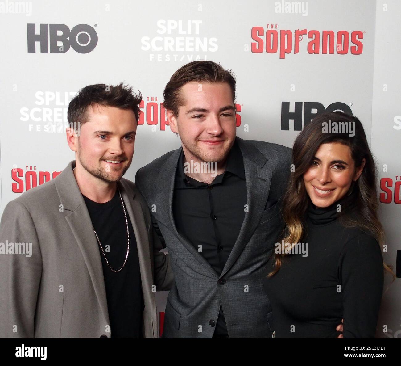 (L-R) Robert Iler, Michael Gandolfini and Jamie-Lynn Sigler arriving at the 'The Sopranos' 20th ...