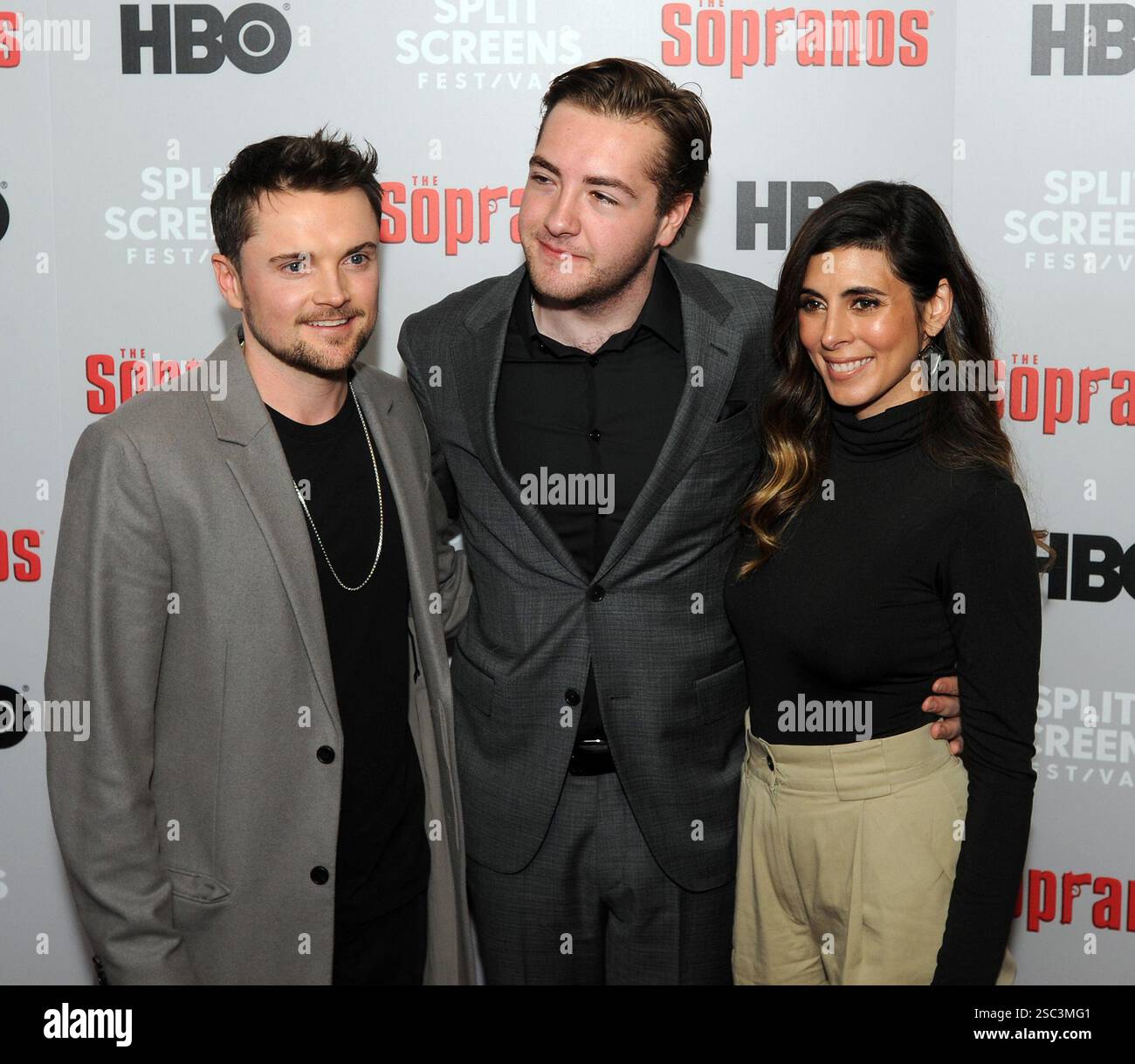 (L-R) Robert Iler, Michael Gandolfini and Jamie-Lynn Sigler arriving at the 'The Sopranos' 20th ...