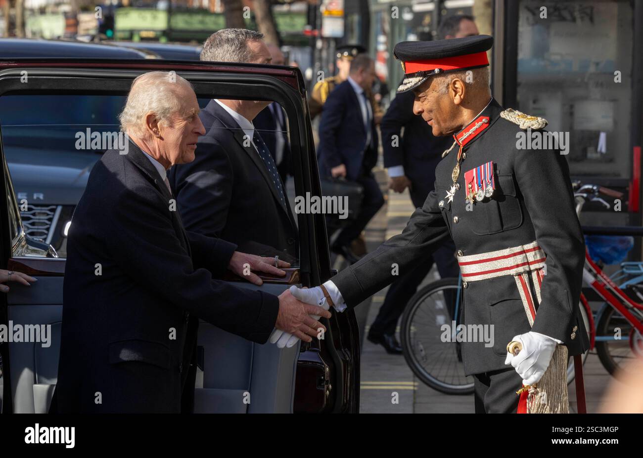 London, UK. 5th Feb, 2025. King Charles III visits the Polish Social and Cultural Association in ...