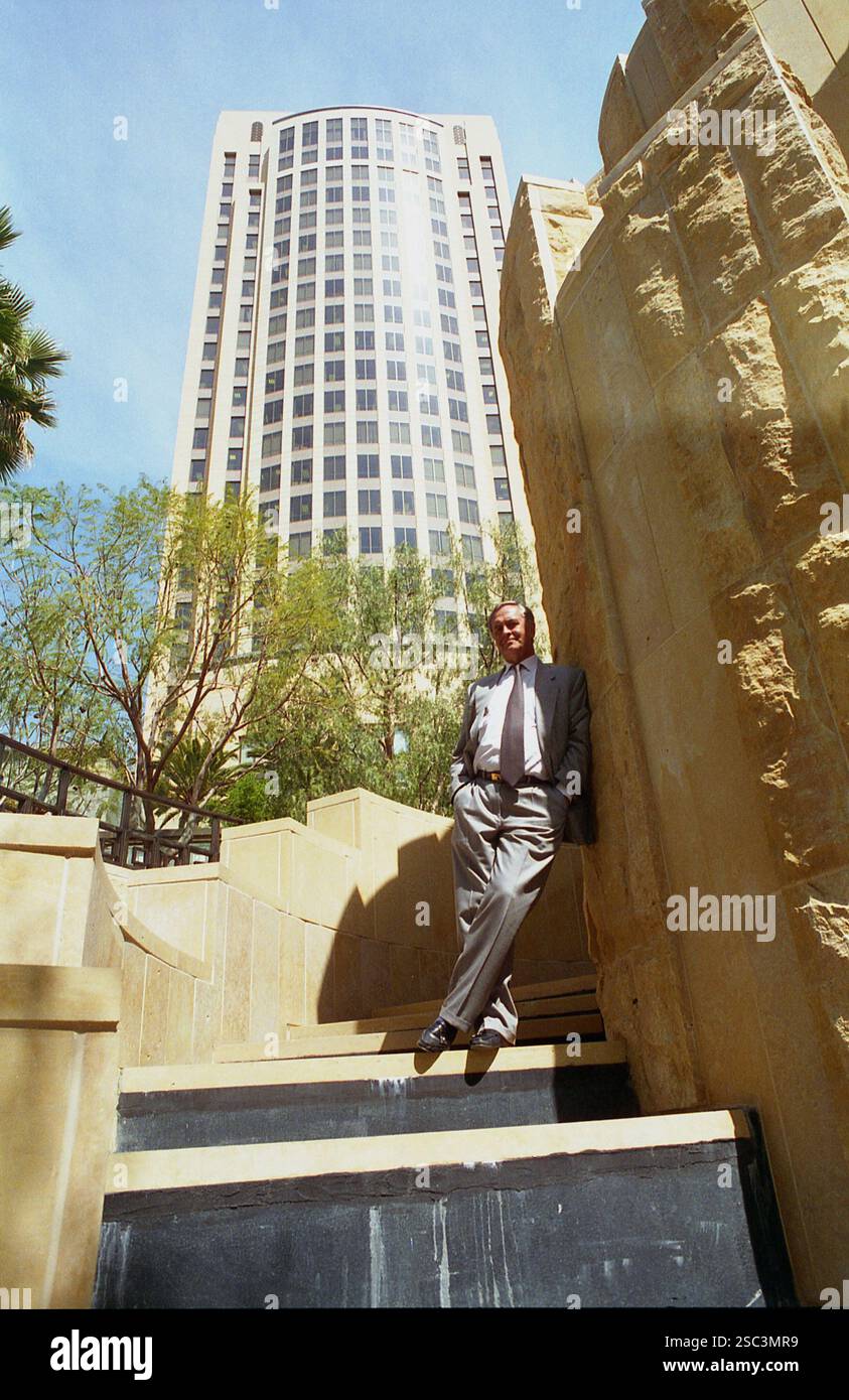 Los Angeles, CA, USA, approx. 1994. Man posing in downtown L.A. with ...
