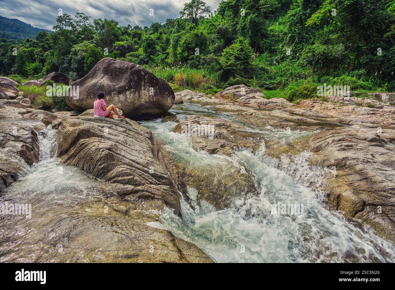 surroundings and landmarks of Yang Bay waterfall in Vietnam Stock Photo ...