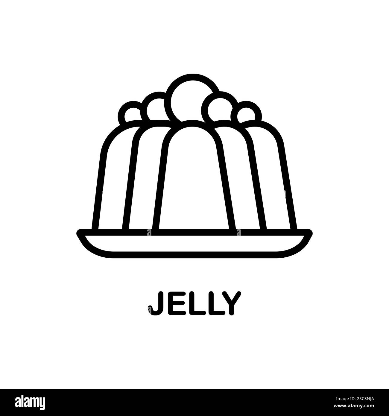 Jelly outline vector icon. Thin line black jelly icon, flat vector ...