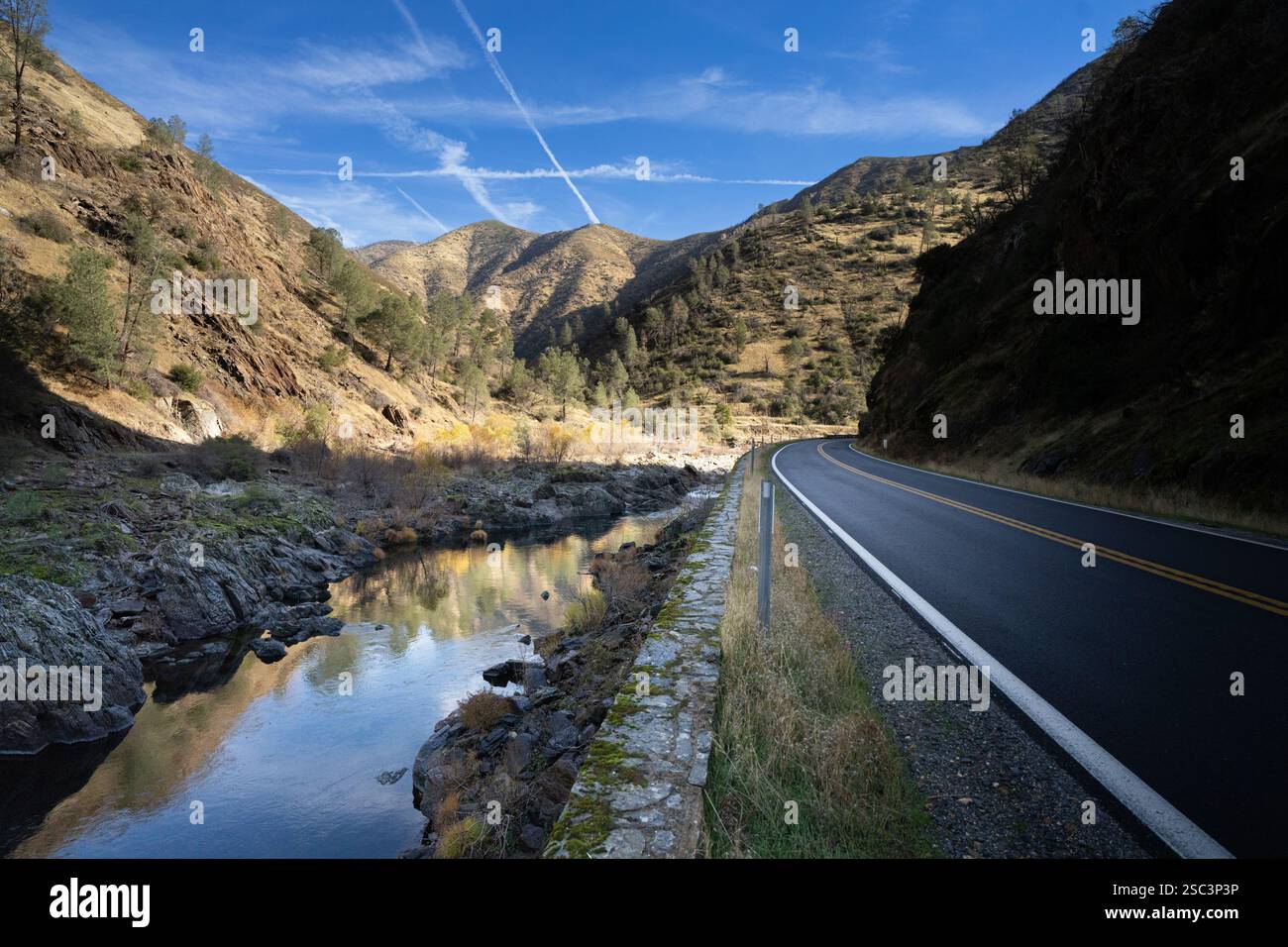 Highway 49 winds through the scenic canyon of the South Fork of the ...
