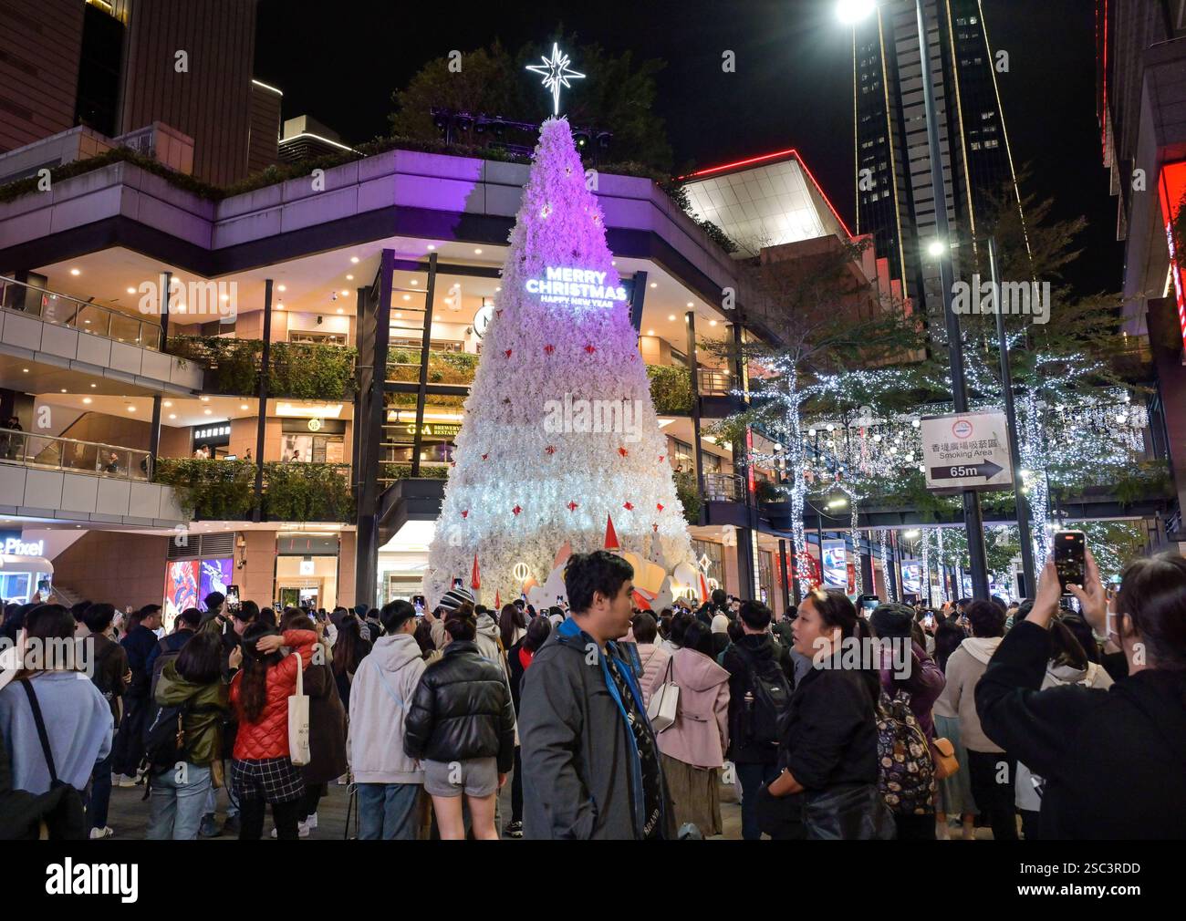 Weihnachtsbaum an der Xiangti Avenue Plaza, Geschäftsviertel Xinyi ...
