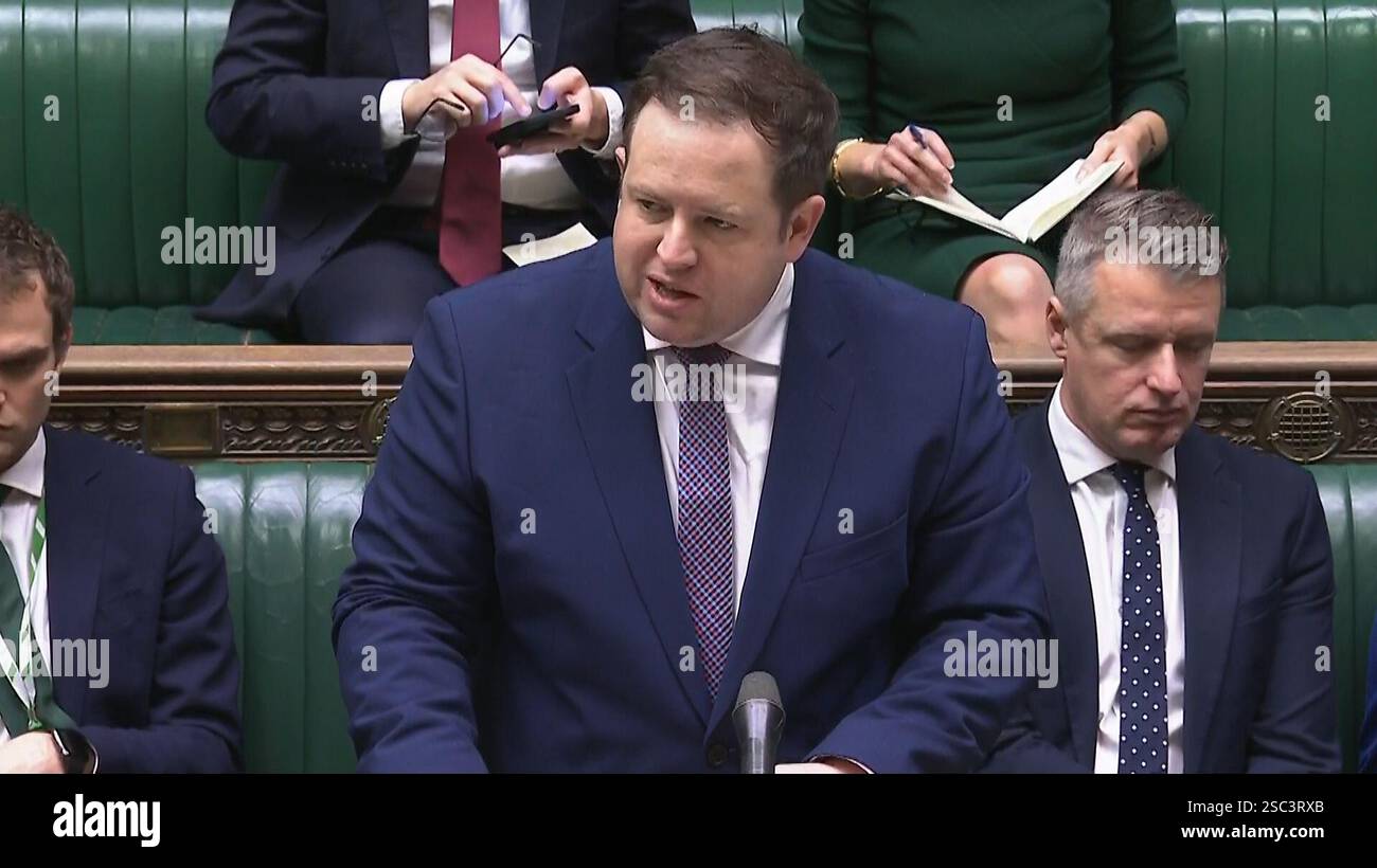 Screen grab of Foreign Office Minister Stephen Doughty answering an ...