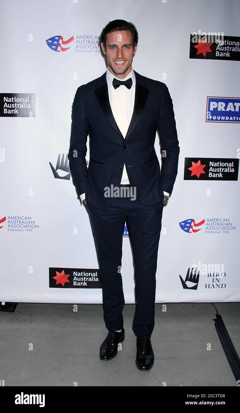 Jordan Stenmark arriving at the 2019 American Australian Arts Awards at ...
