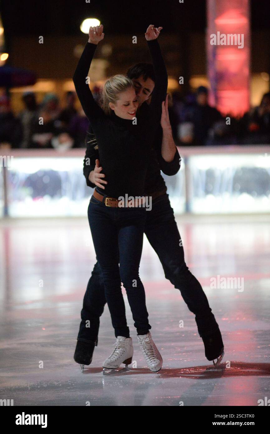 Kaitlyn Weaver and Andrew Poje at the Winter Village in Bryant Park for ...