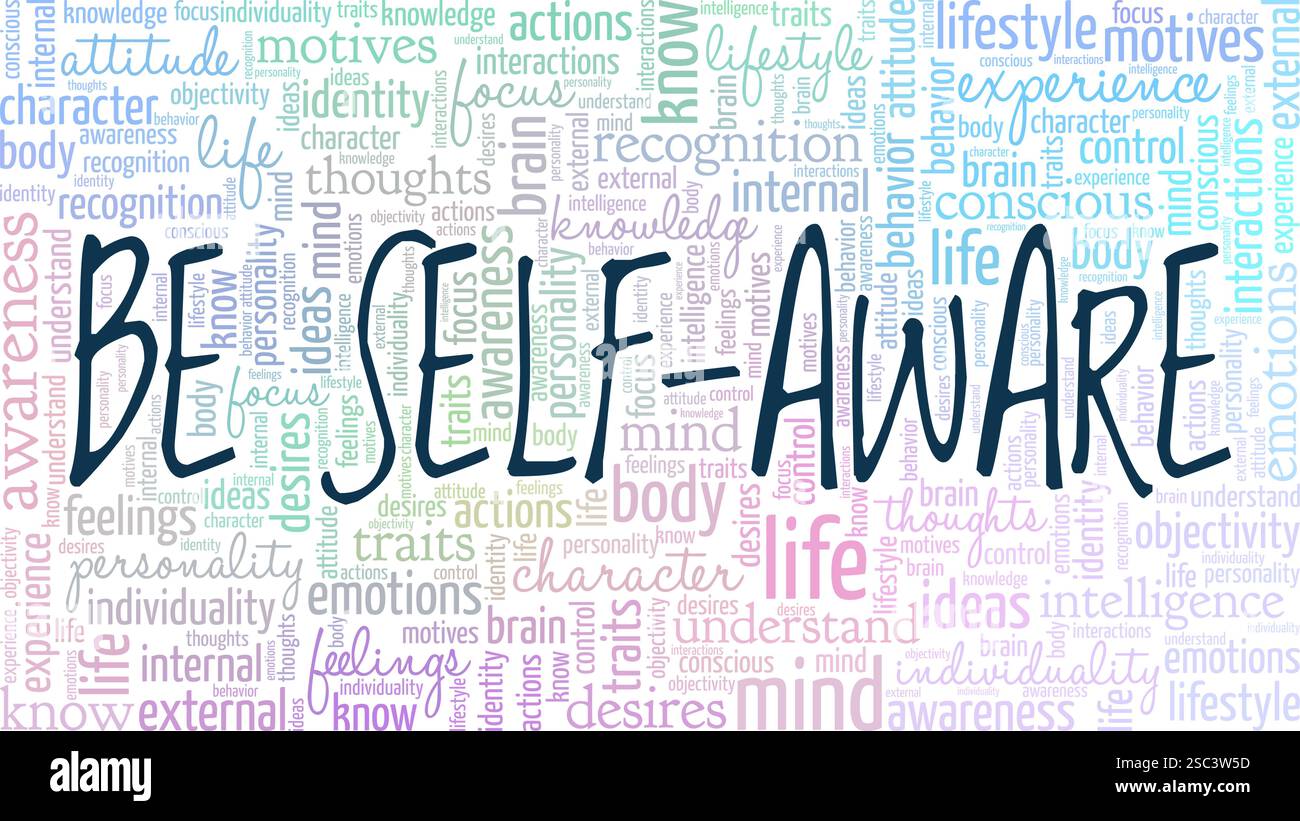 Be Self-Aware word cloud conceptual design isolated on white background ...