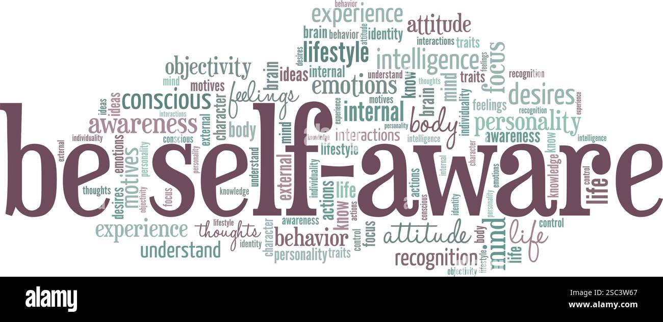 Be Self-Aware word cloud conceptual design isolated on white background ...