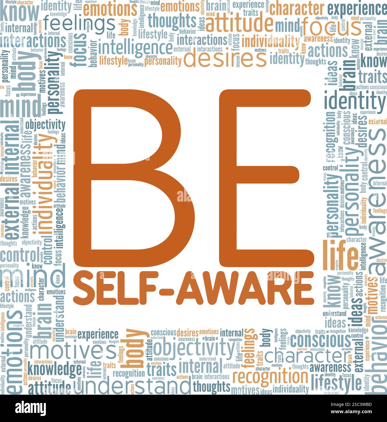 Be Self-Aware word cloud conceptual design isolated on white background ...