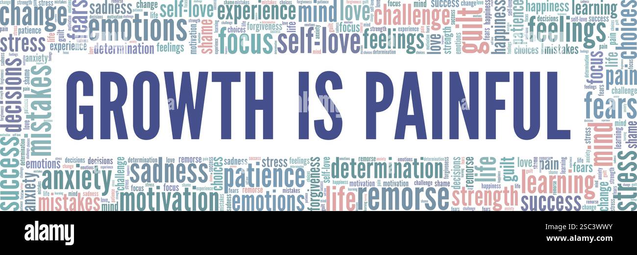Growth is Painful word cloud conceptual design isolated on white ...