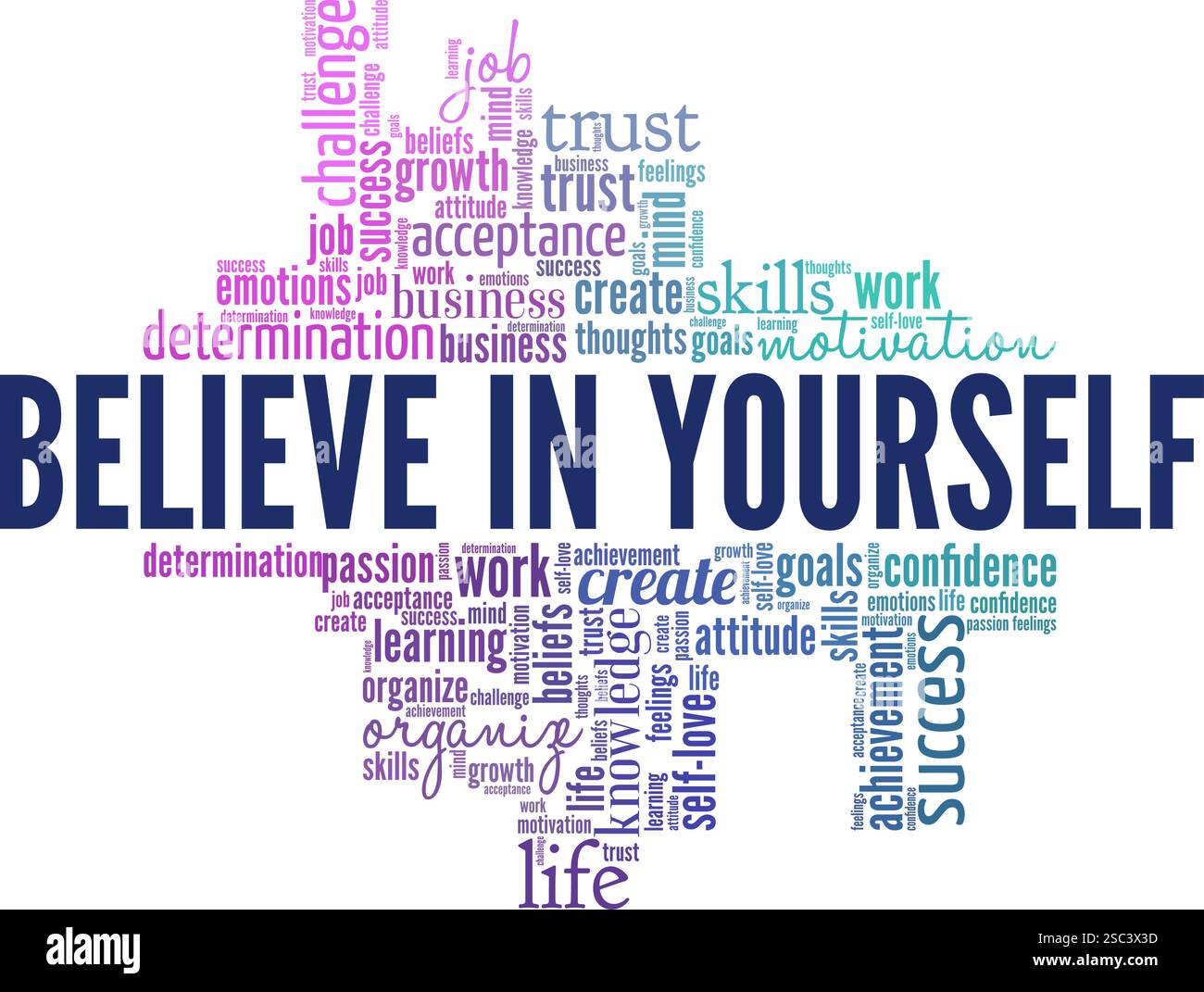 Believe in Yourself word cloud conceptual design isolated on white ...