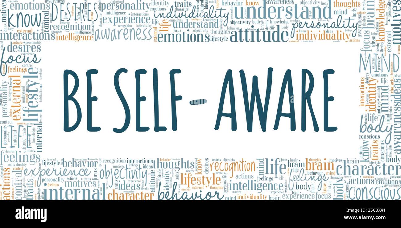 Be Self-Aware word cloud conceptual design isolated on white background ...