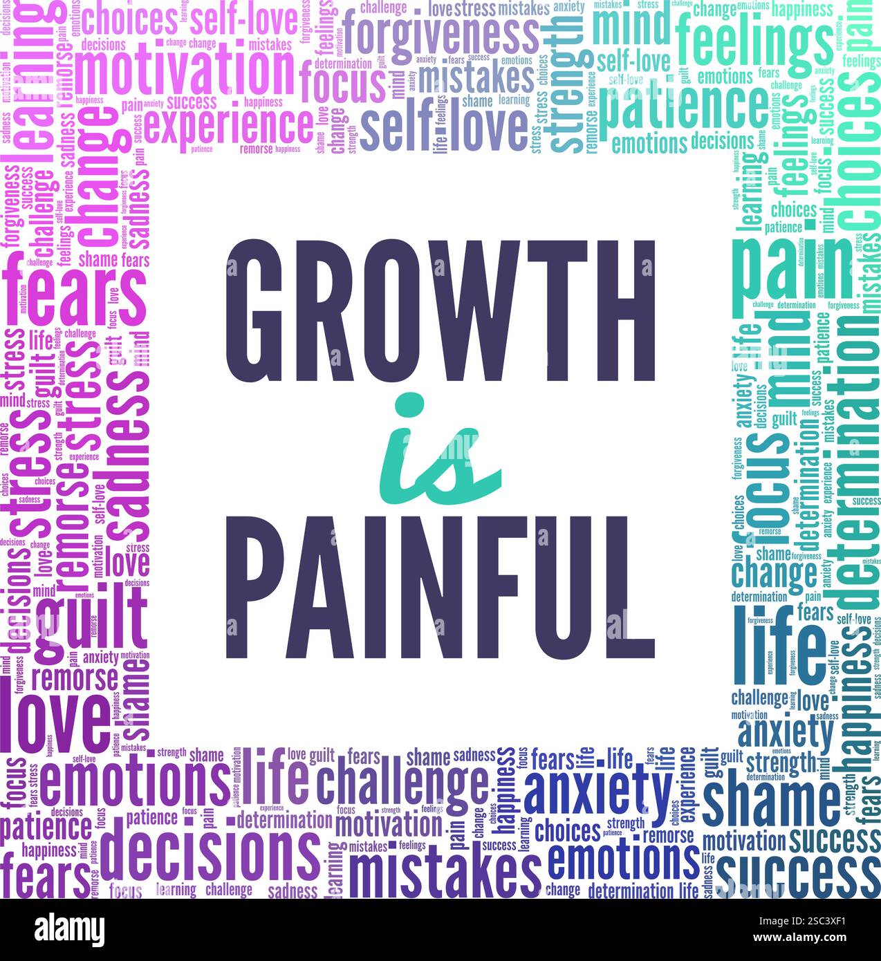 Growth is Painful word cloud conceptual design isolated on white ...