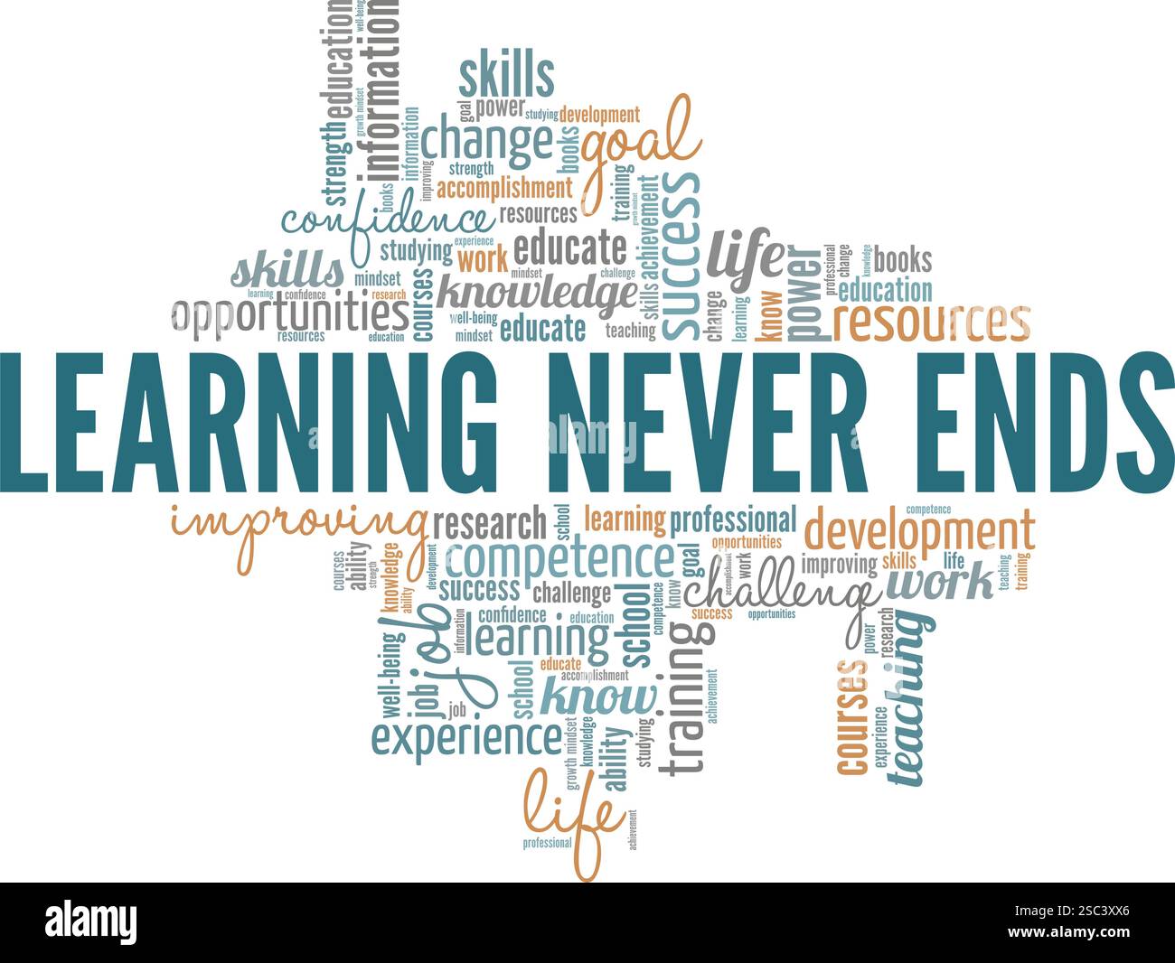 Learning Never Ends word cloud conceptual design isolated on white background Stock Vector Image ...