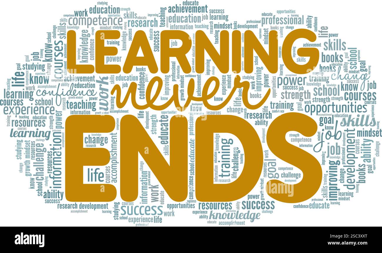 Learning Never Ends word cloud conceptual design isolated on white ...
