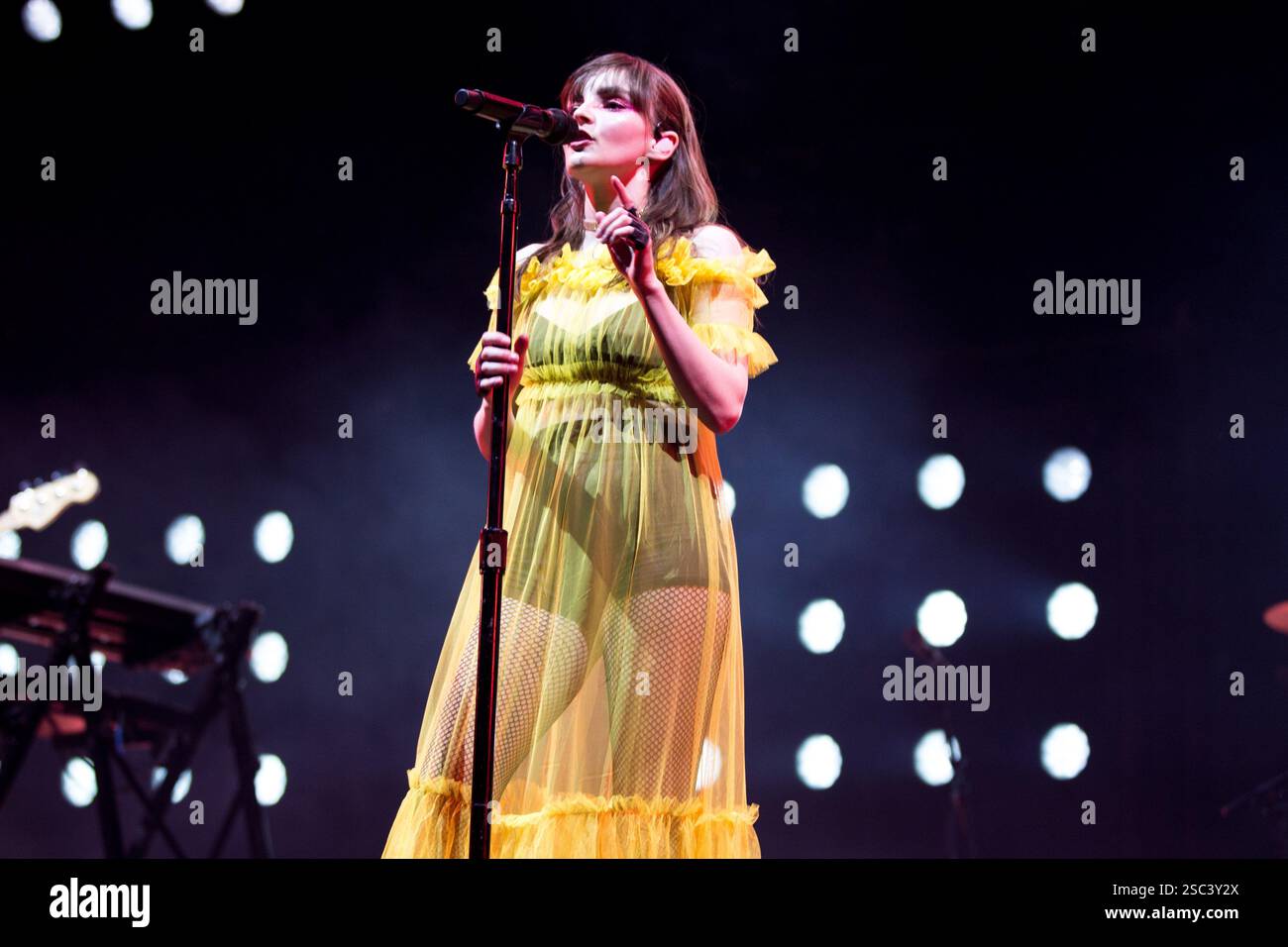 Chvrches ( Lauren Mayberry, Iain Cook& Martin Doherty) performing at ...