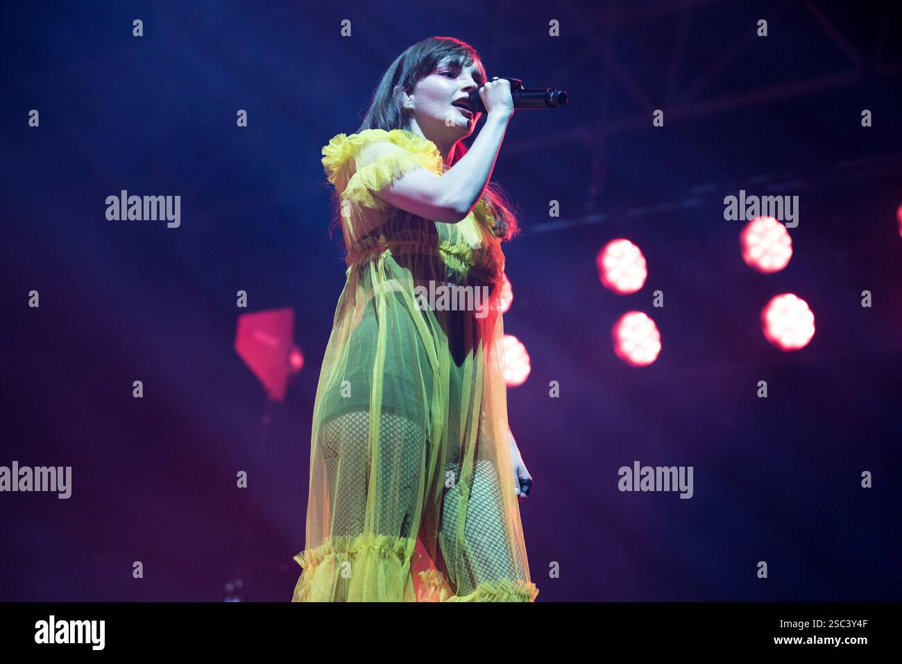 Chvrches ( Lauren Mayberry, Iain Cook& Martin Doherty) performing at ...