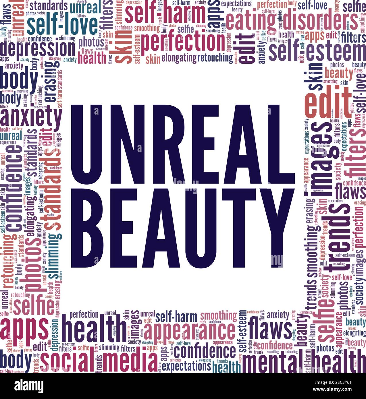 Unreal Beauty word cloud conceptual design isolated on white background ...