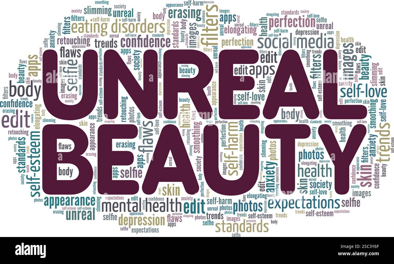 Unreal Beauty word cloud conceptual design isolated on white background ...