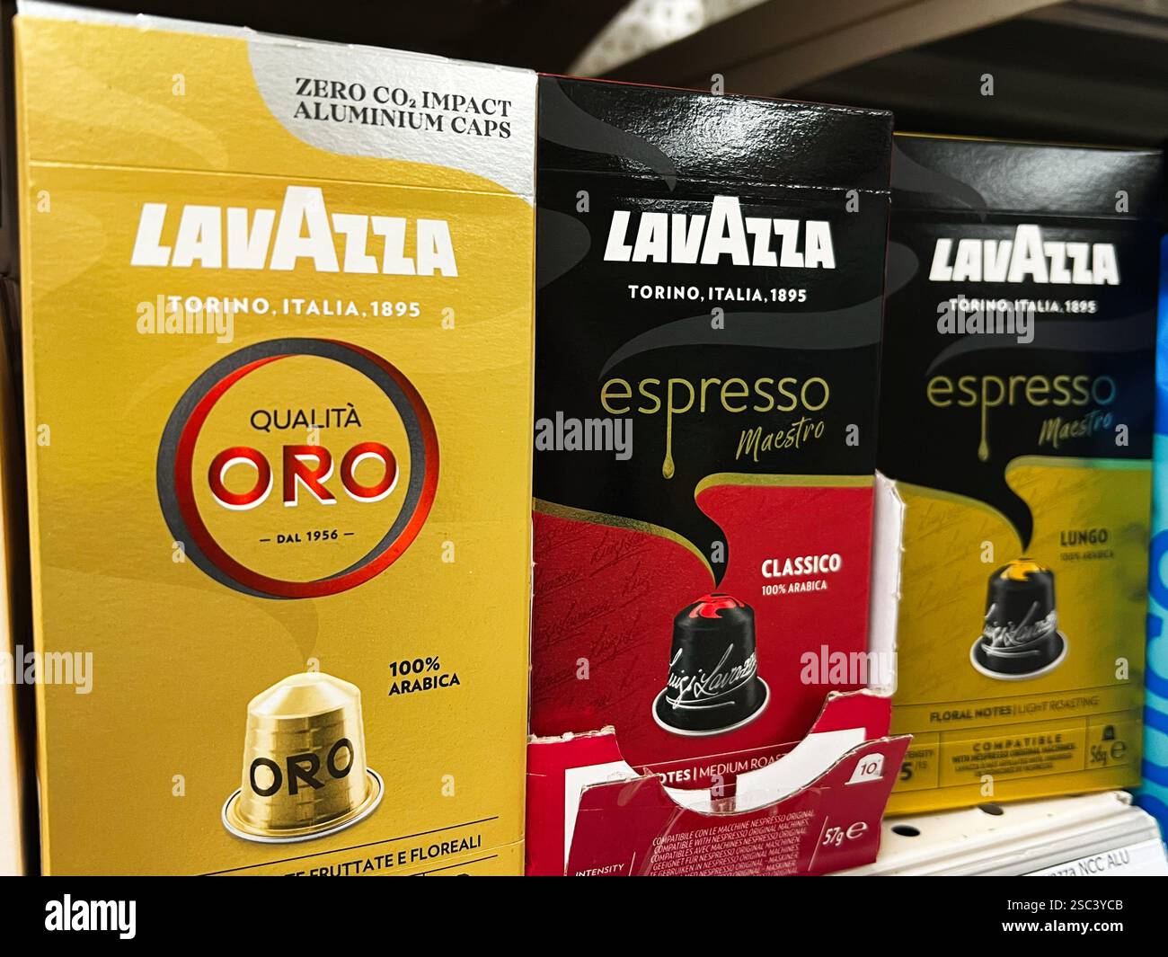 Kyiv, Ukraine - February 04, 2025: Lavazza coffee capsule packaging ...