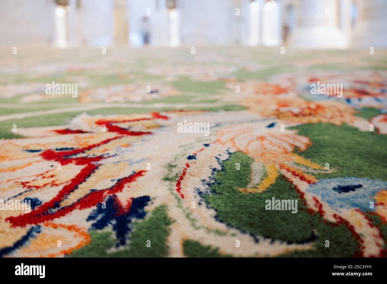 View of Sheikh Zayed Grand Mosque in Abu Dhabi. Inside mosque with ...