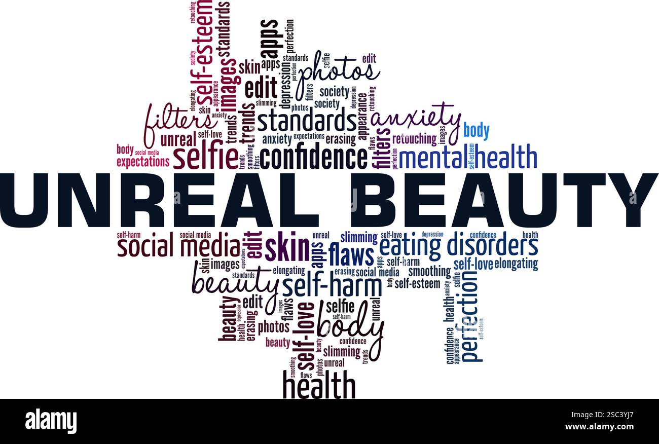 Unreal Beauty word cloud conceptual design isolated on white background ...