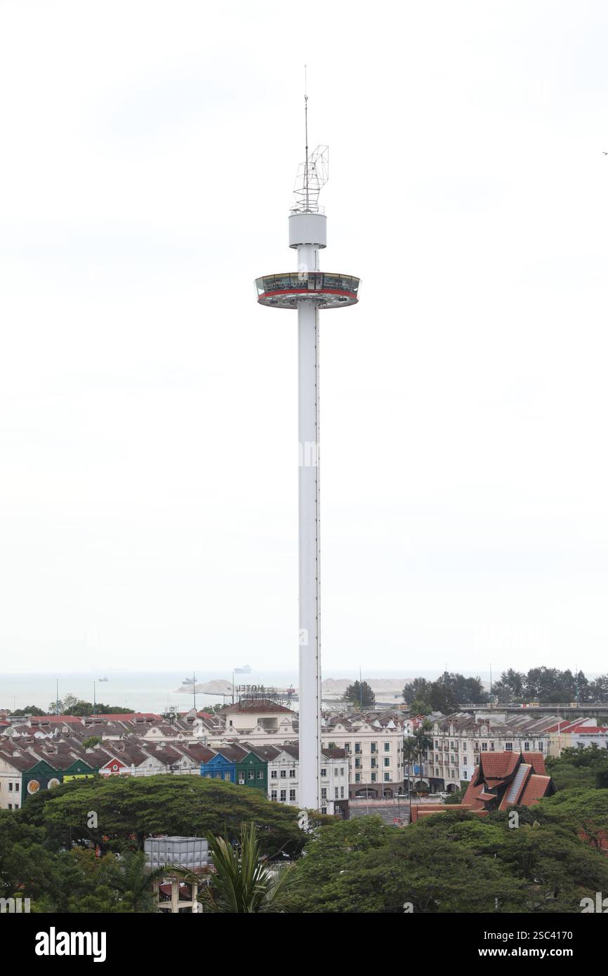 The Taming Sari Tower, a 24-story, 110-meter-tall gyro tower in Malacca ...