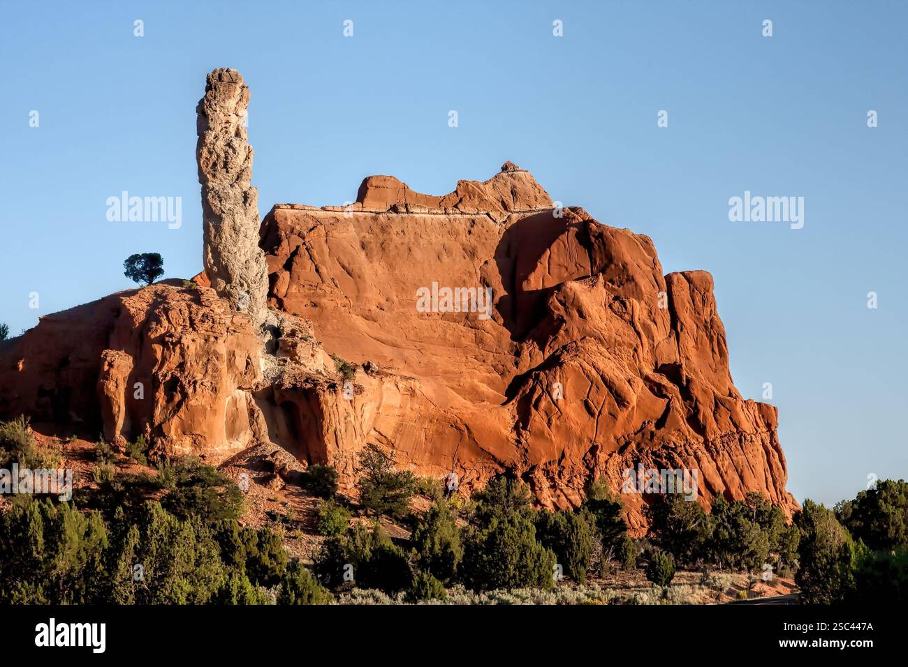A large rock formation with a tree growing out of it. The tree is small ...
