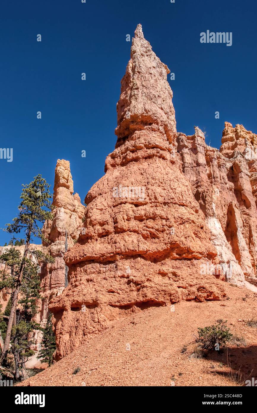 A large rock formation with a tree in the foreground. The rock ...