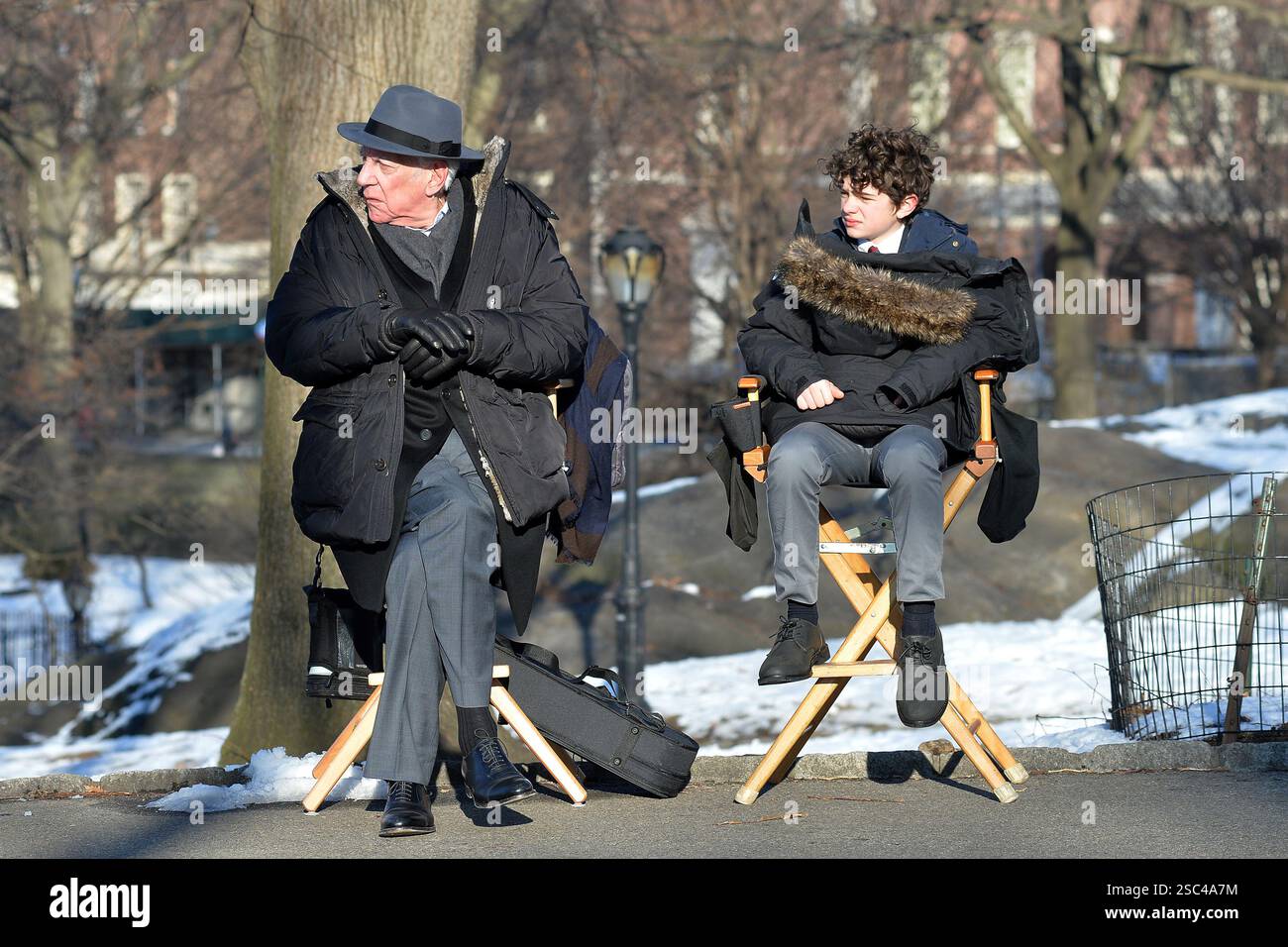 Donald Sutherland and Noah Jupe seen on location in Central Park ...