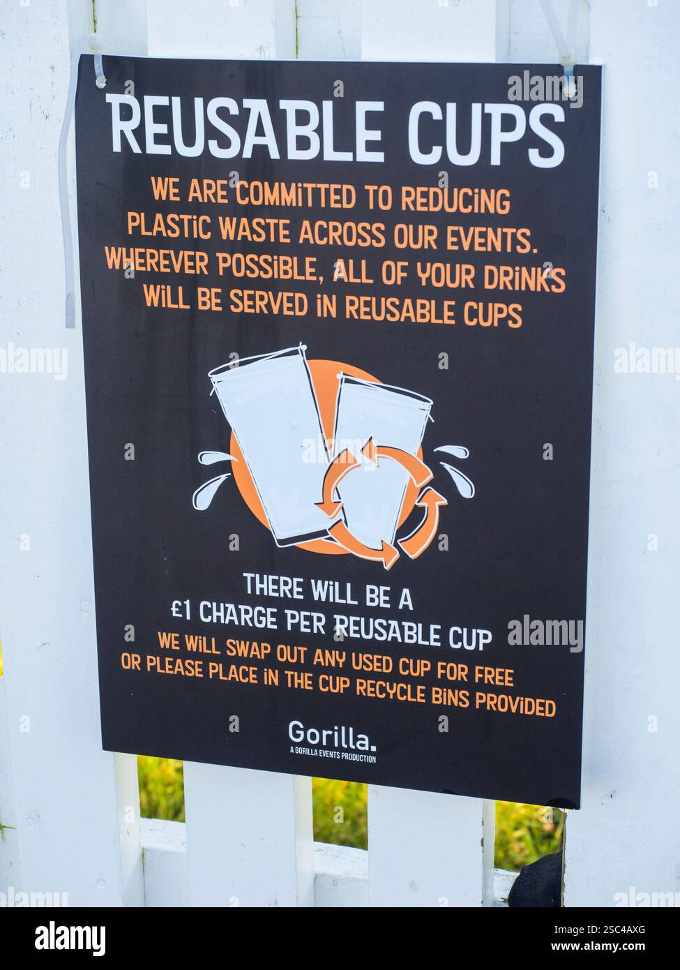 Reusable Cups Sign, Reducing Plastic Waste, Henley-on-Thames, England ...