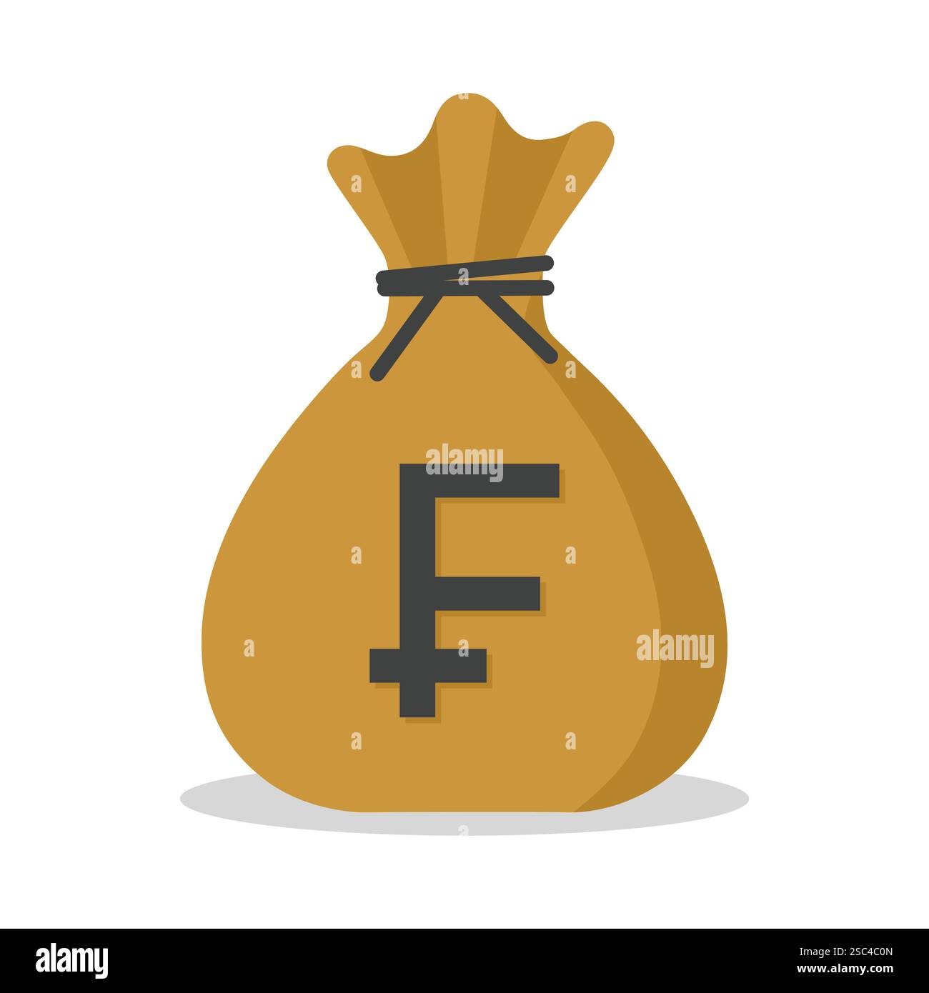 Money sack with Frank sign. Switzerland and Afican currency icon ...