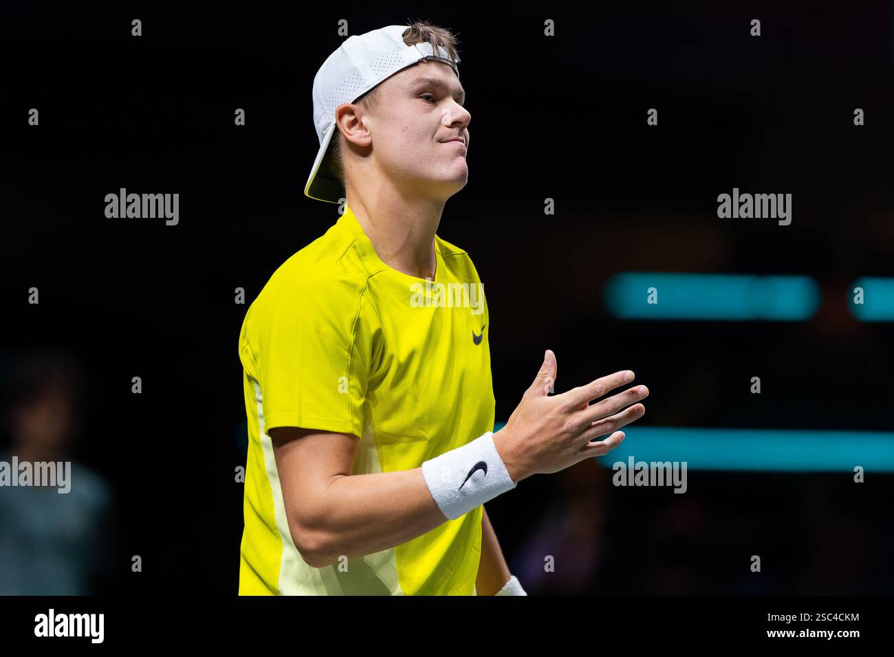 ROTTERDAM, NETHERLANDS - FEBRUARY 4: Holger Rune of Denmark reacts ...