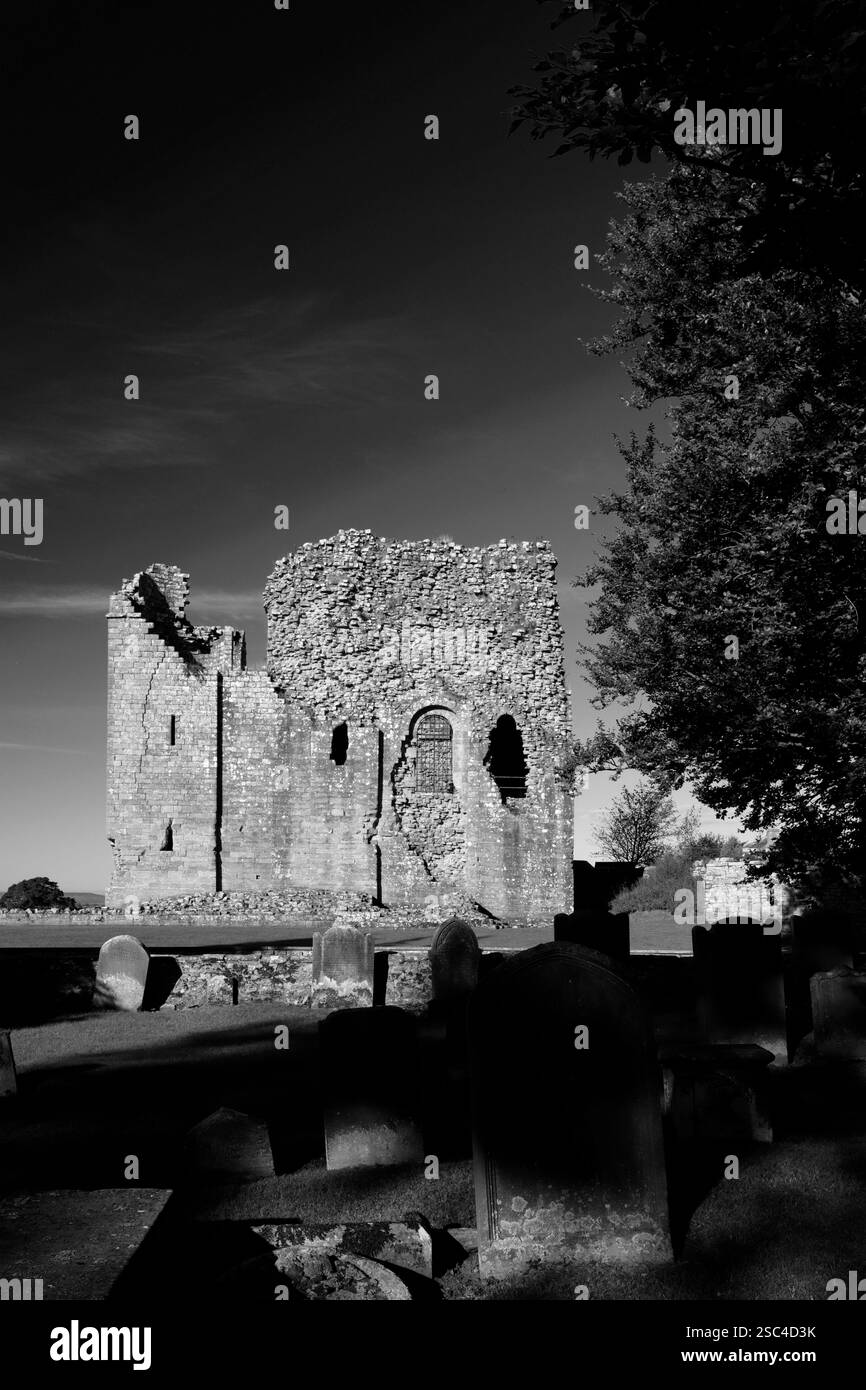 The ruins of Bowes Castle, Bowes village, Teesdale, Durham County ...