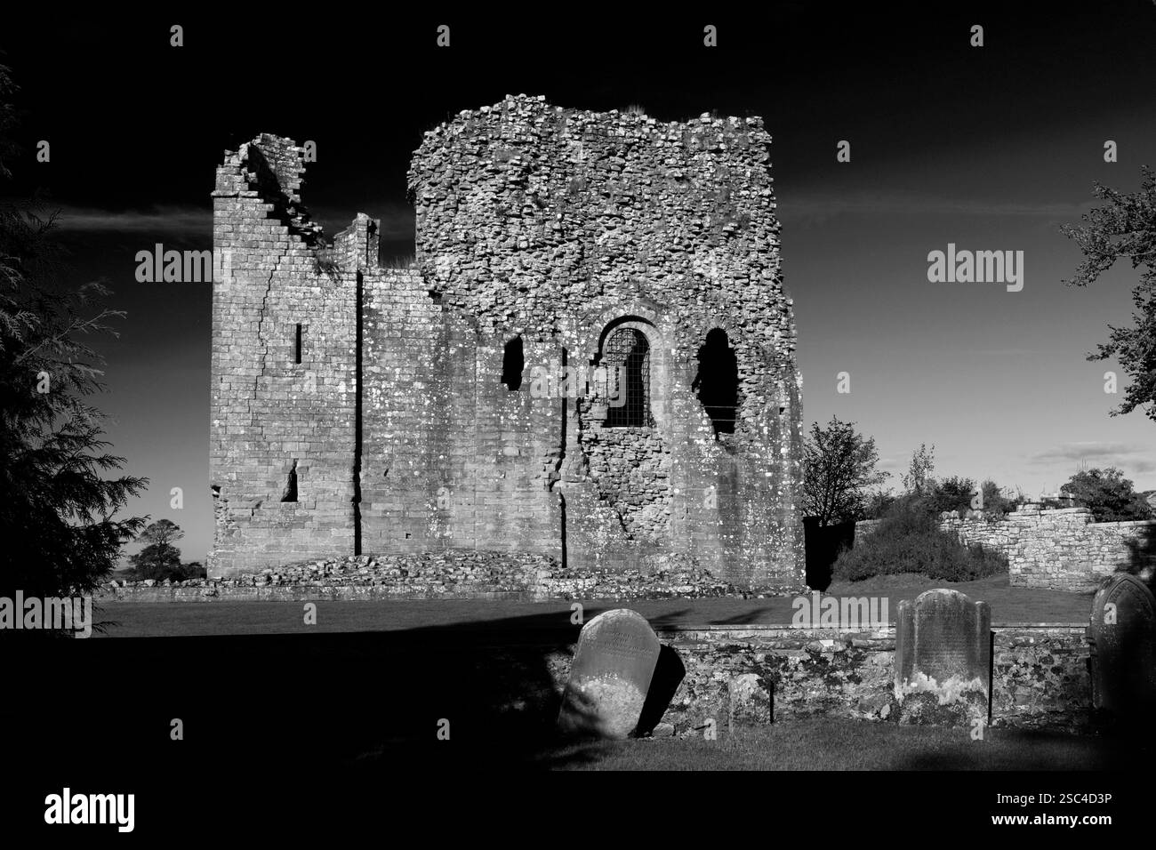 The ruins of Bowes Castle, Bowes village, Teesdale, Durham County ...
