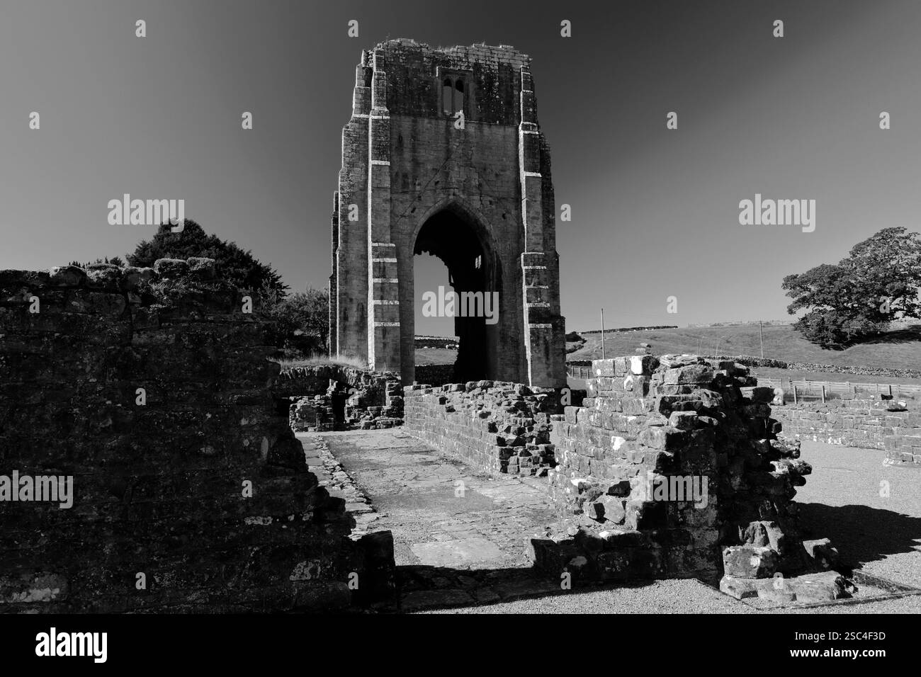 View over Shap Abbey, a monastic religious house of the ...