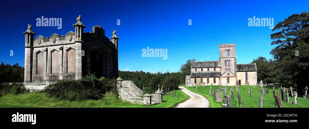 View of St Michaels church near Lowther village, Lowther Park ...