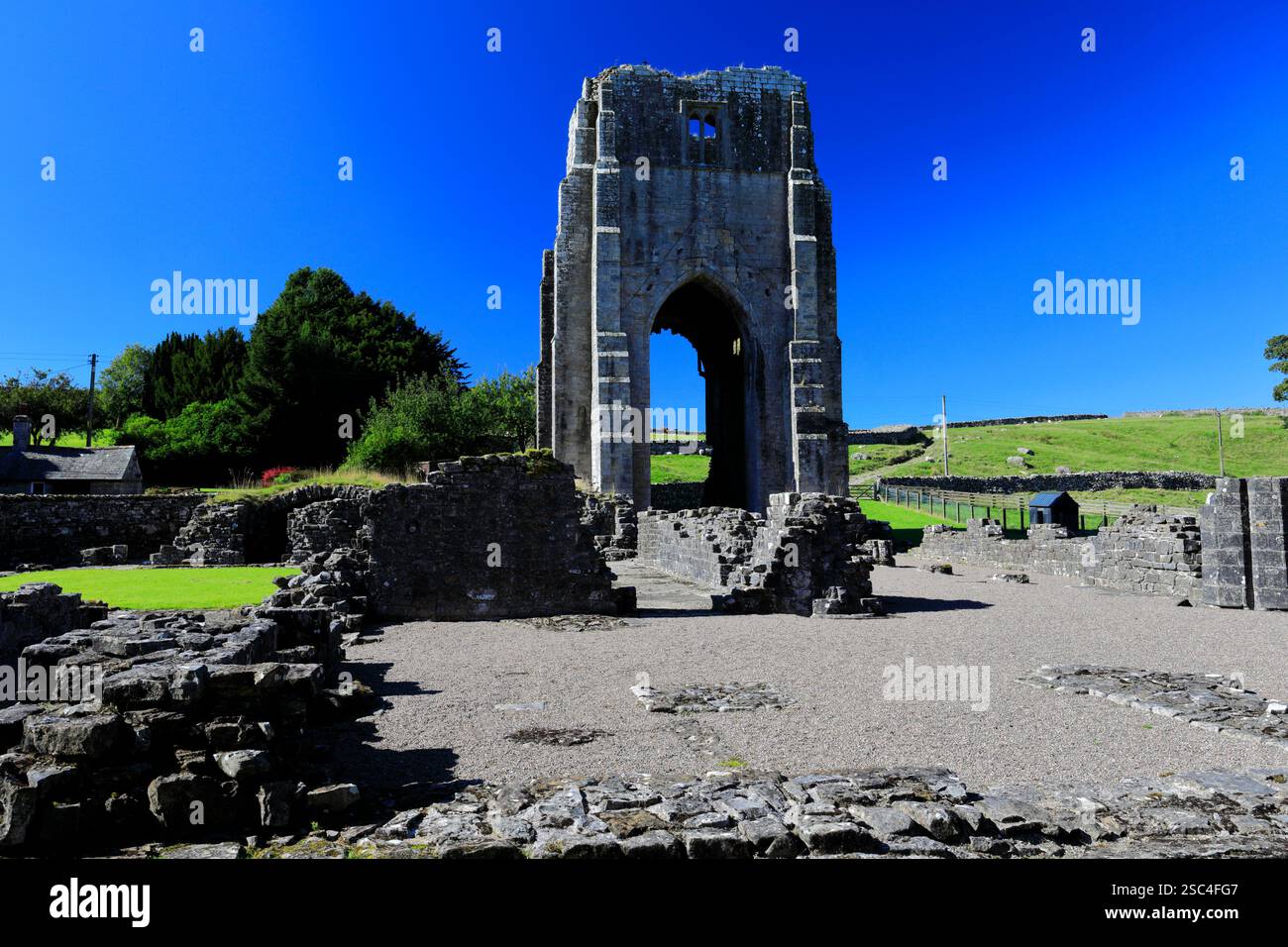 View over Shap Abbey, a monastic religious house of the ...