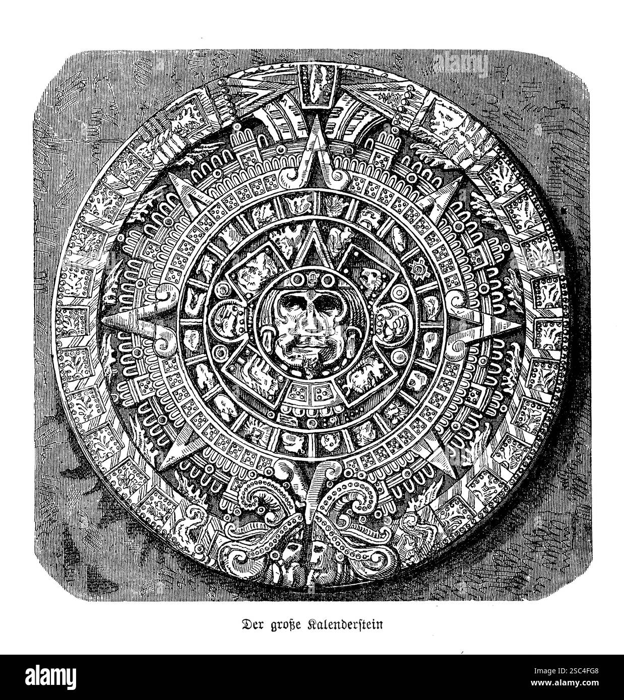 The Big Aztec Stone Calendar. A stunning engraving of the Aztec Sun ...