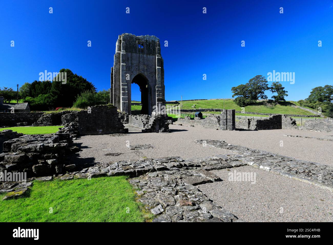 View over Shap Abbey, a monastic religious house of the ...
