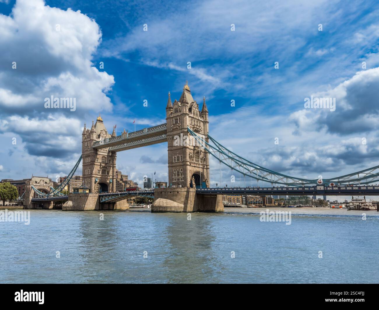 The Tower Bridge over the Thames river in London, England, in summer ...
