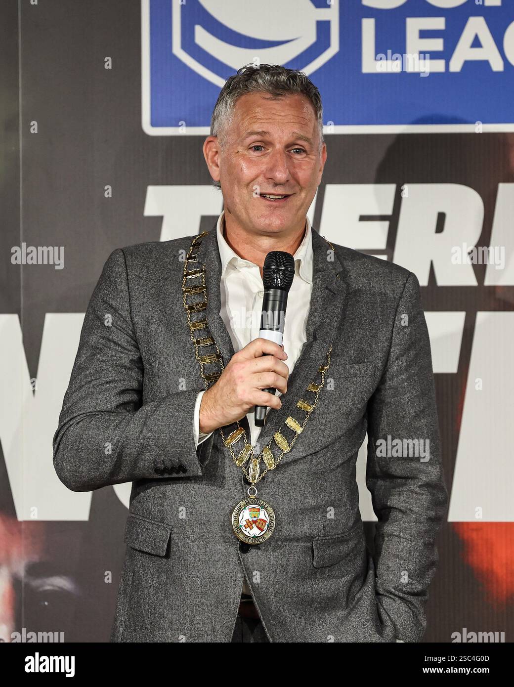 Adam Hills MBE the 33rd President of the Rugby Football League during ...