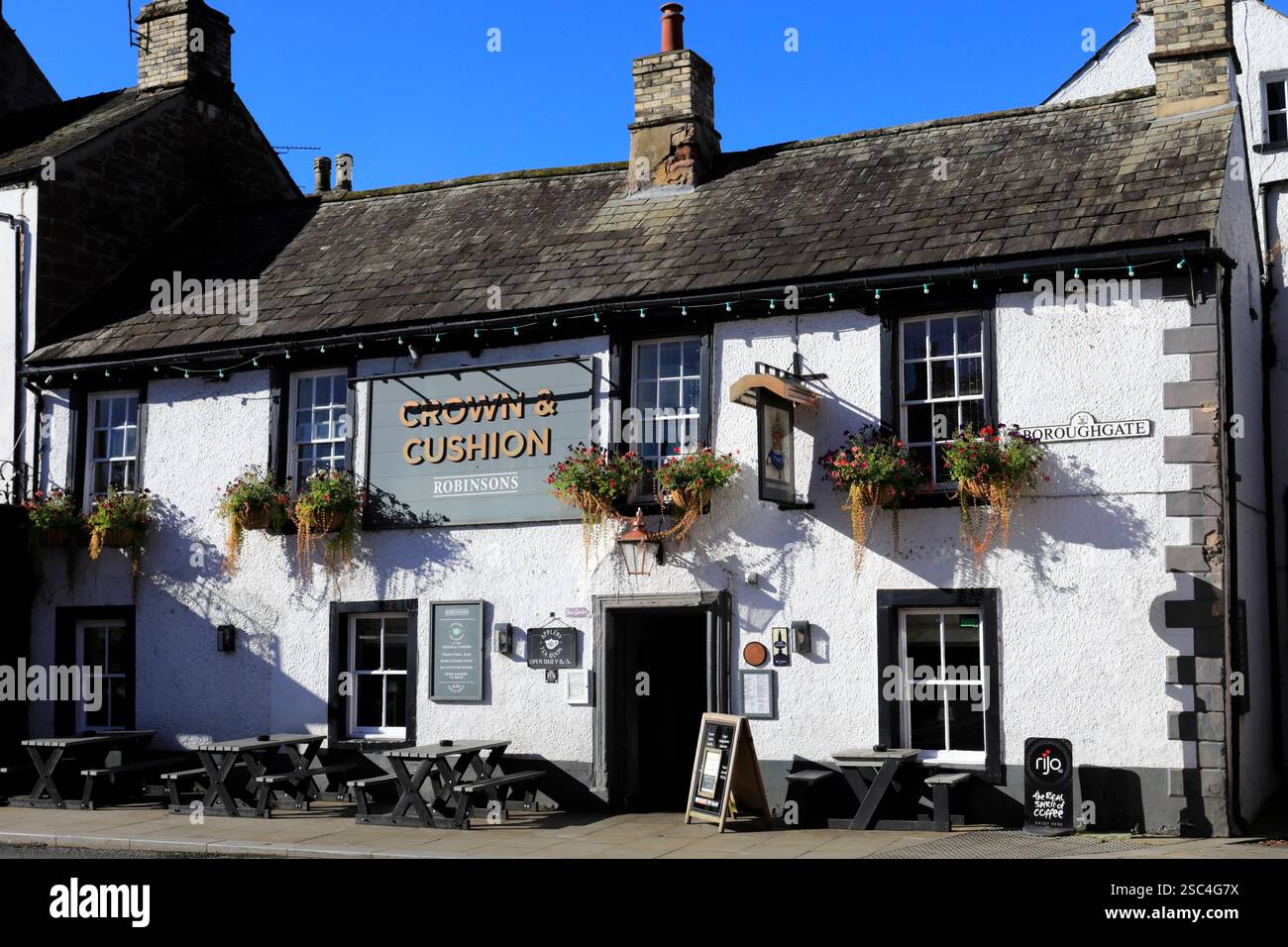 View of the Crown and Cushion pub in Boroughgate, Appleby in West ...