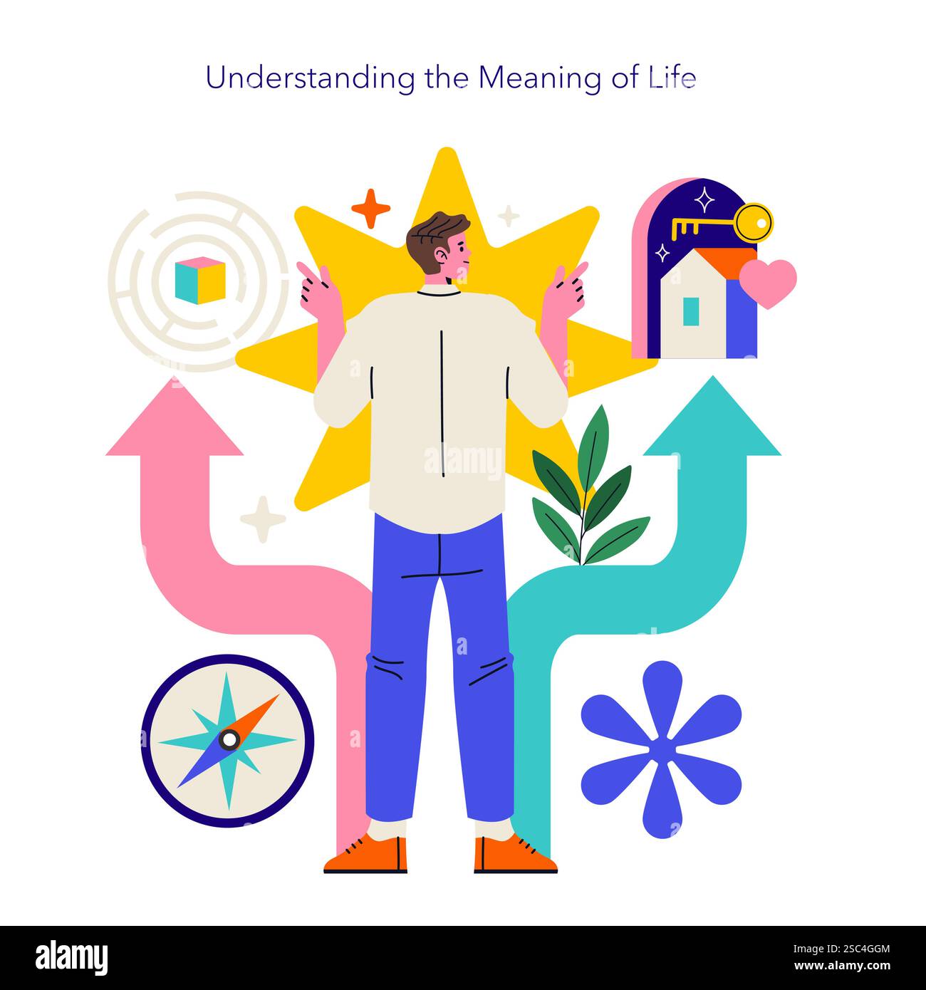 Logotherapy concept. An exploration of life's meaning through personal growth and direction. The ...